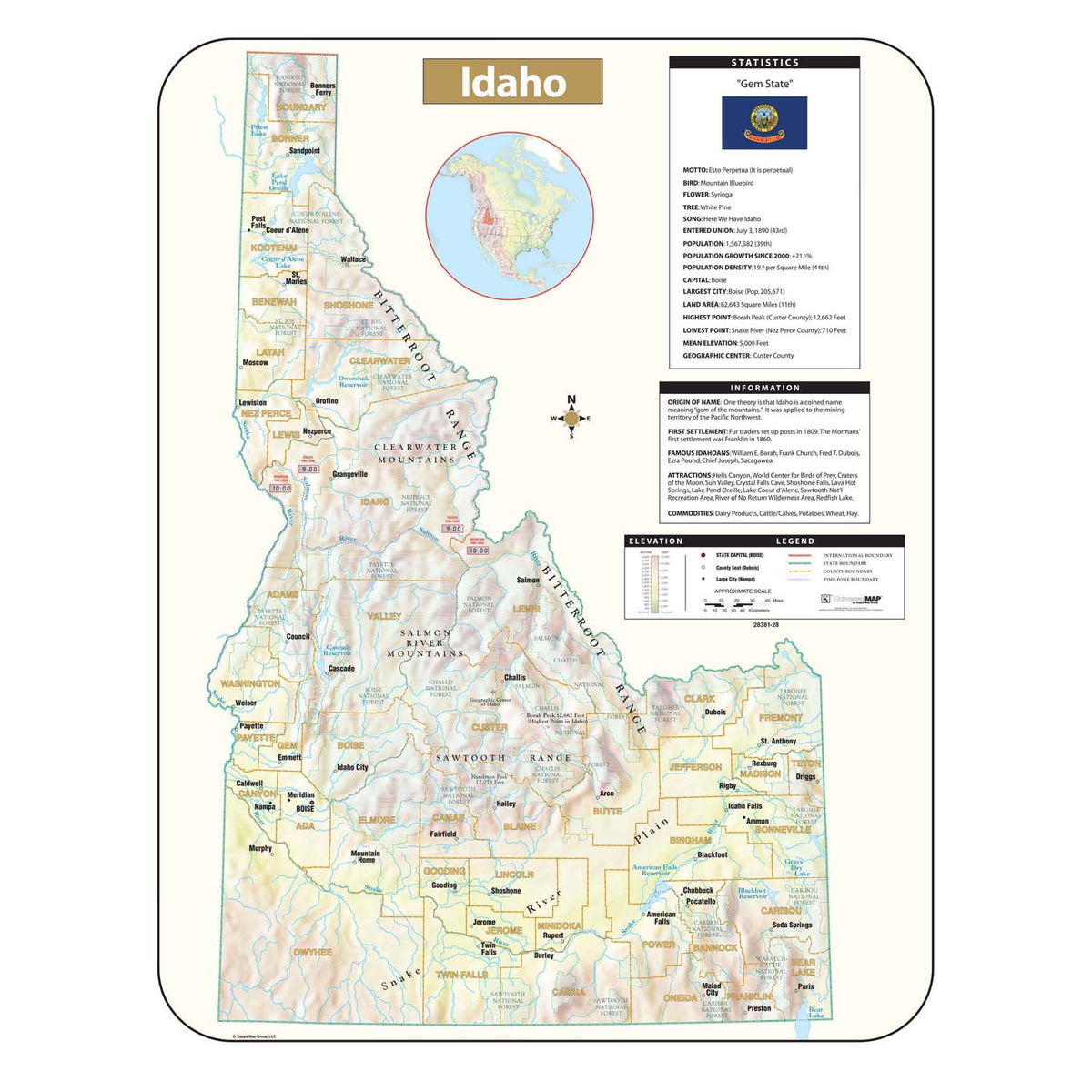 Idaho State Wall Maps | Office & Classroom | Ultimate Globes