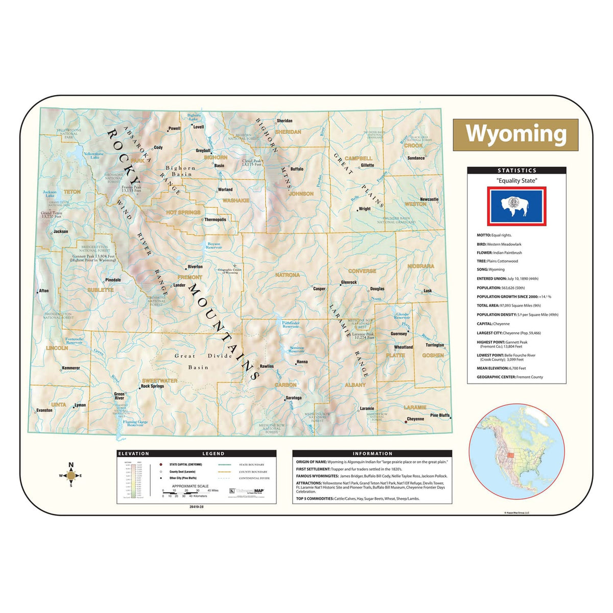 Wyoming State Wall Maps | Office & Classroom | Ultimate Globes
