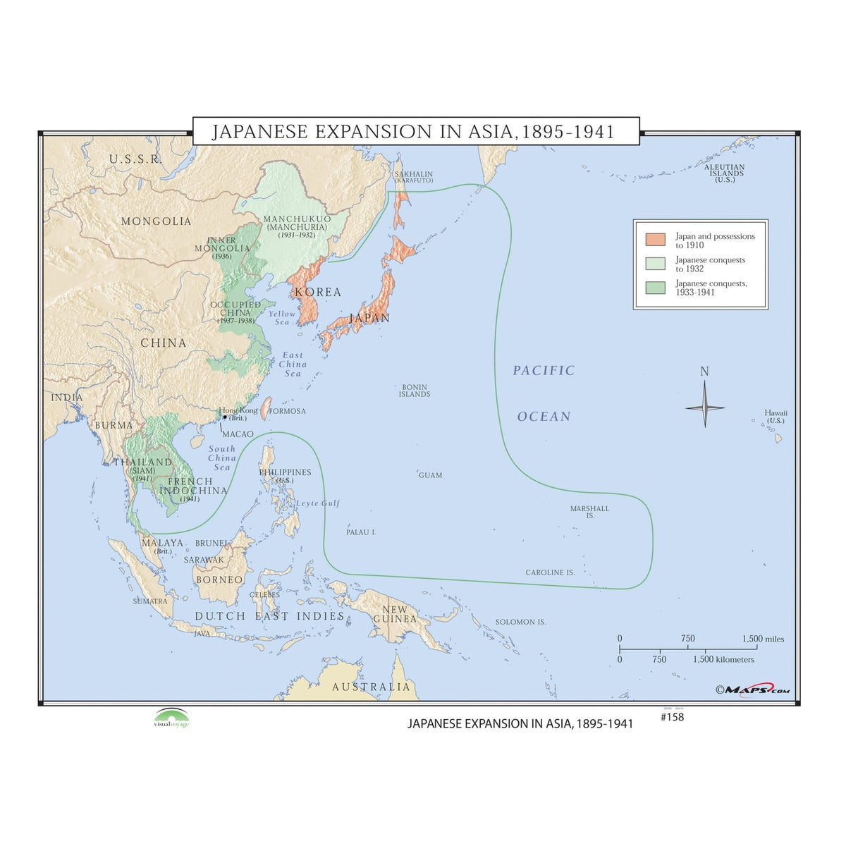 Japanese Expansion Asia 1895 - 1941 Map » Shop U.S. & World History ...