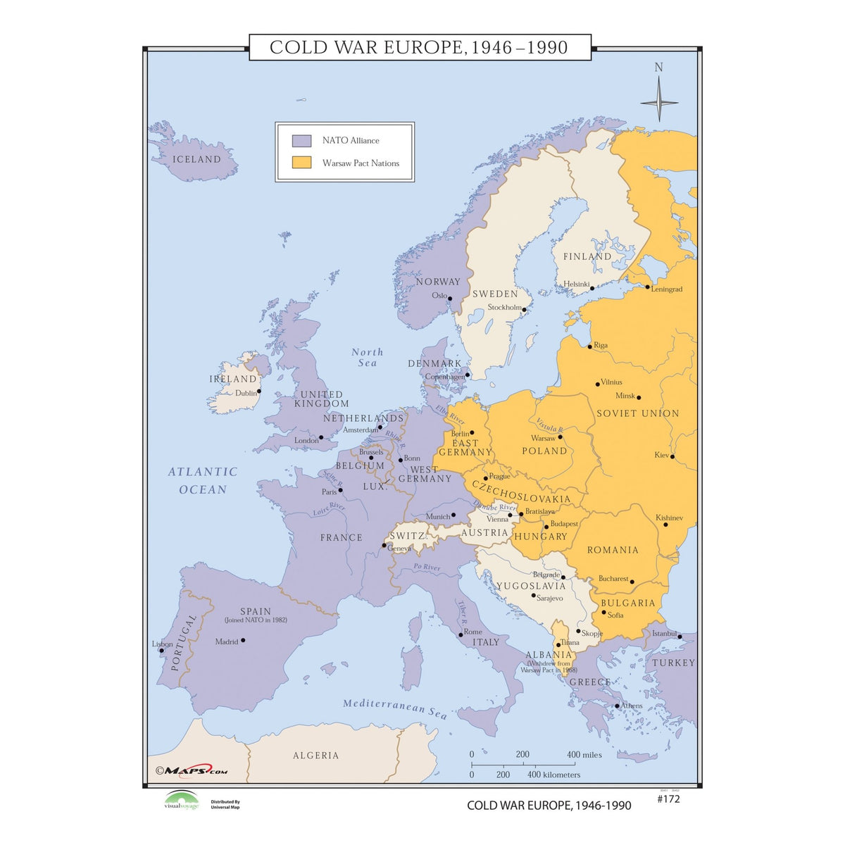 Cold War Europe 1946 - 1990 Map » Shop U.S. & World History Maps ...