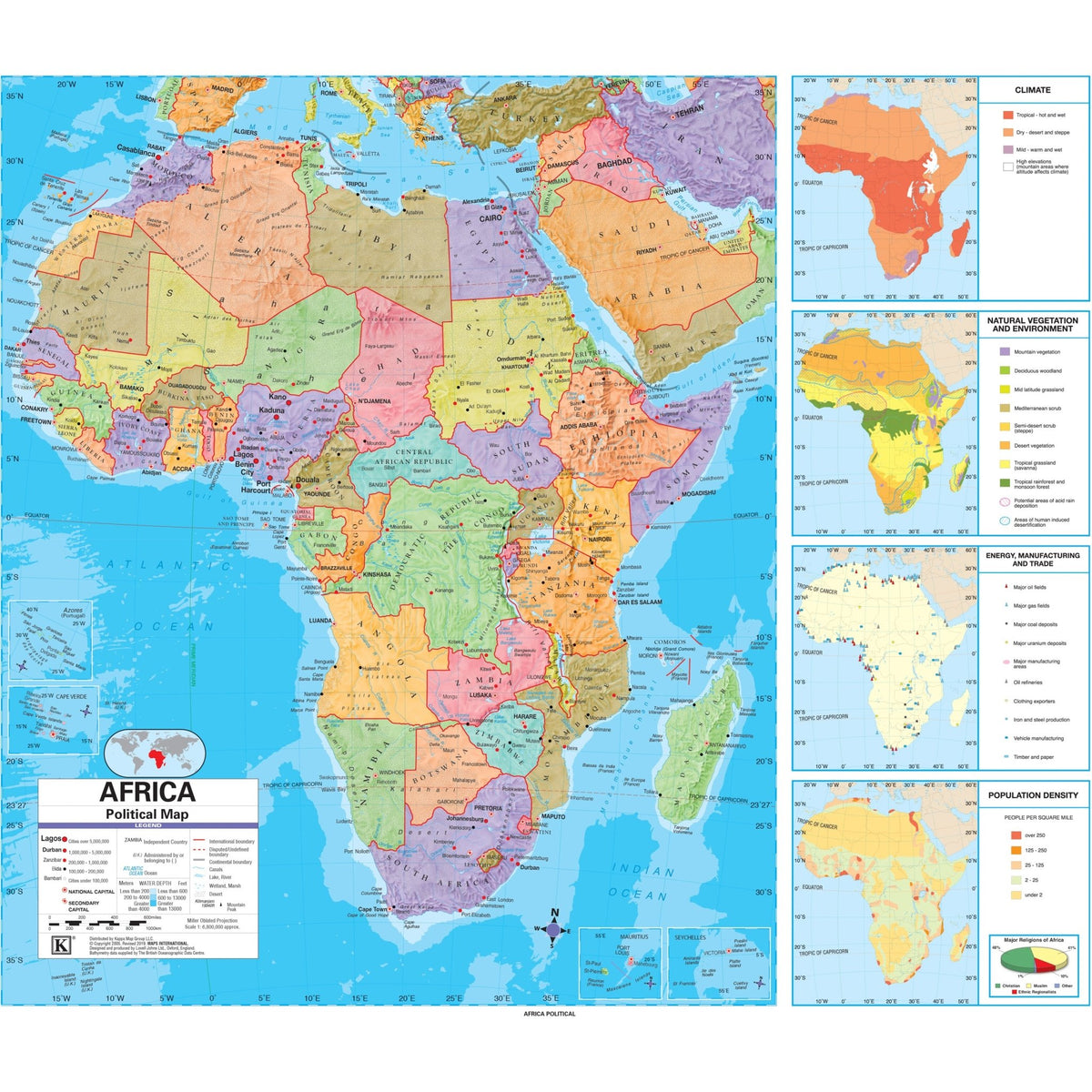 Africa Advanced Political Wall Map » Shop Classroom Maps – Ultimate Globes