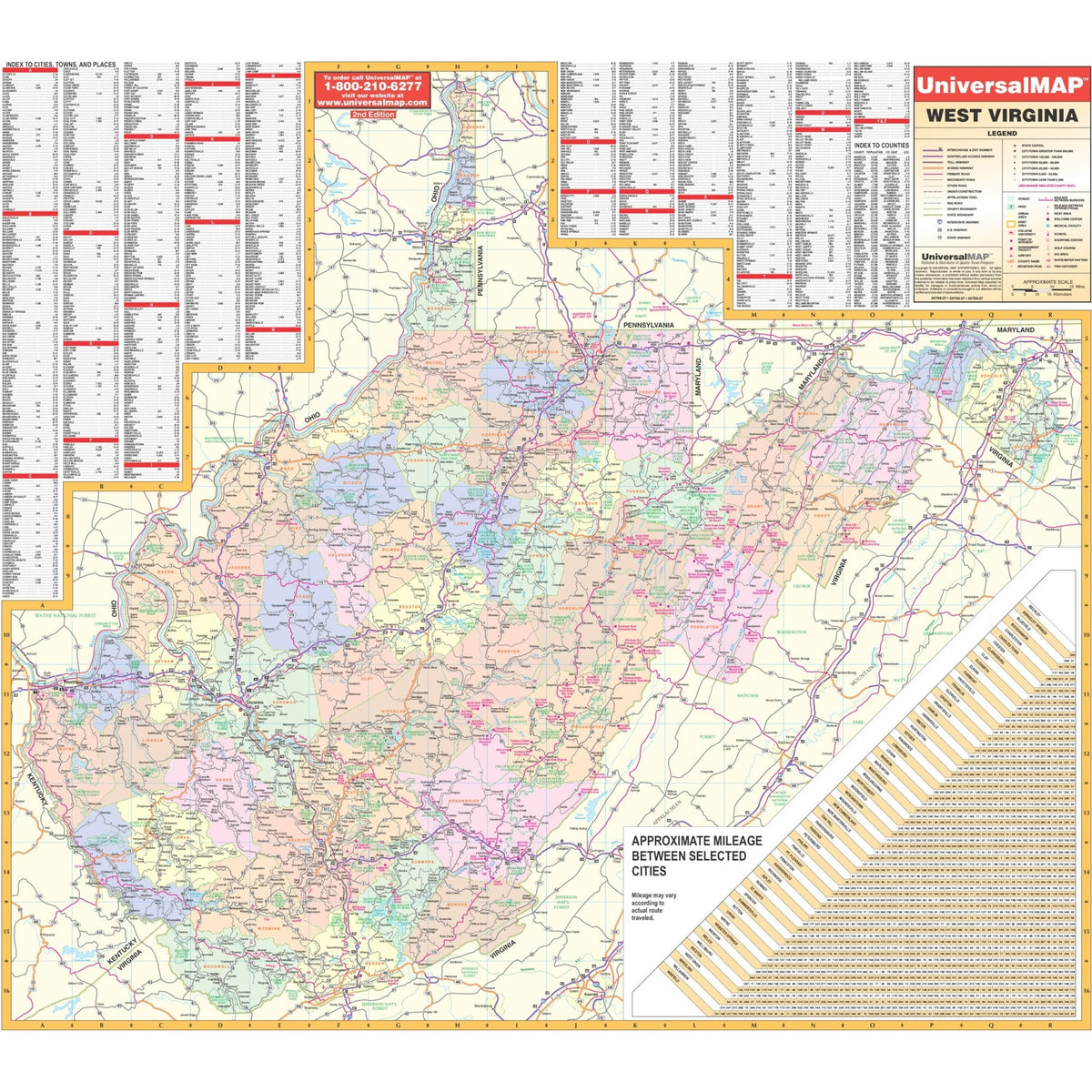 West Virginia State Wall Map » Shop State Wall Maps – Ultimate Globes