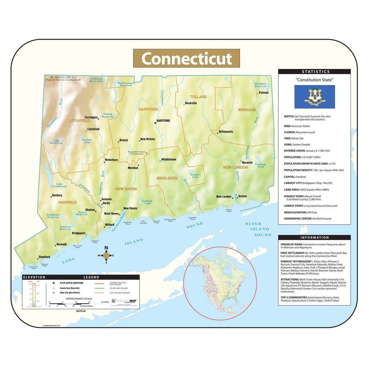 Connecticut State Wall Maps | Office & Classroom | Ultimate Globes