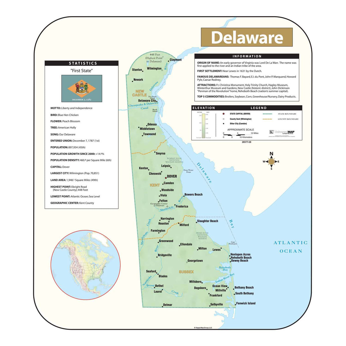 Delaware State Wall Maps | Office & Classroom | Ultimate Globes