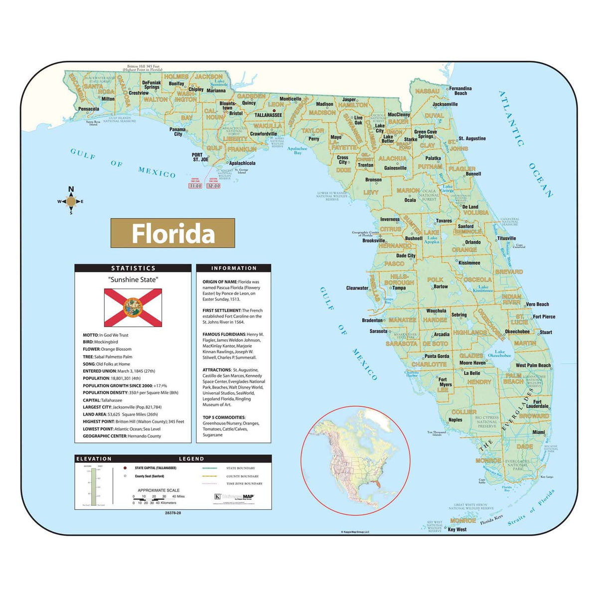 Florida State Wall Maps | Office & Classroom | Ultimate Globes