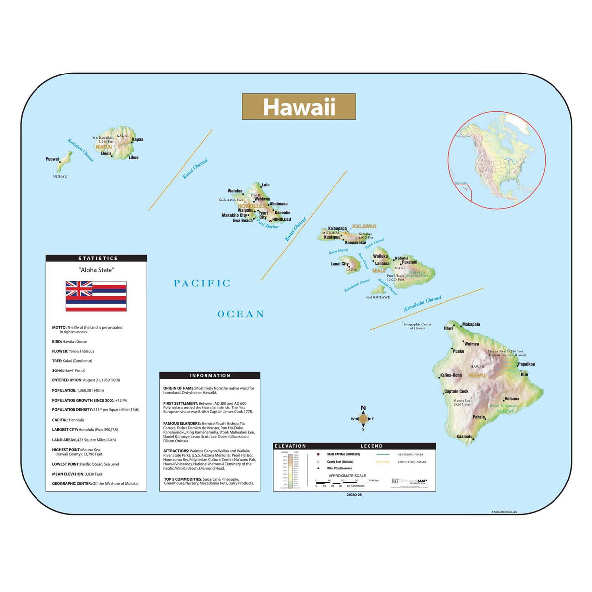 Hawaii State Wall Maps Office And Classroom Ultimate Globes