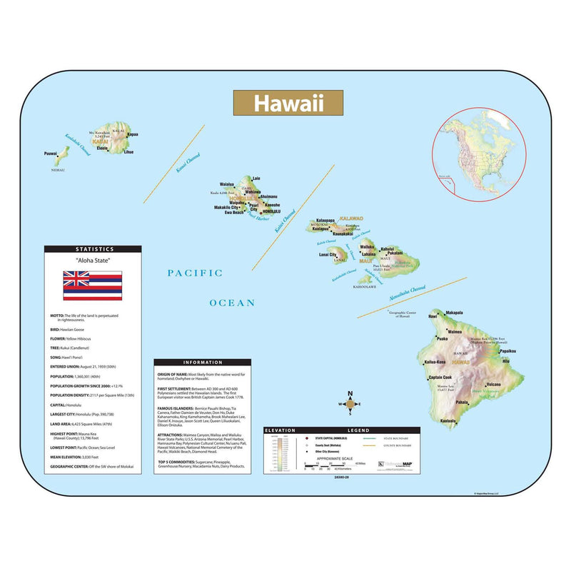 Hawaii State Wall Maps | Office & Classroom | Ultimate Globes