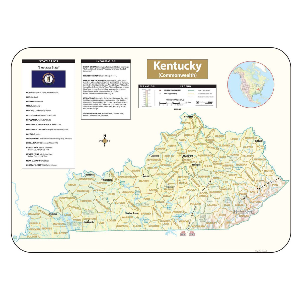 Kentucky State Wall Maps | Office & Classroom | Ultimate Globes