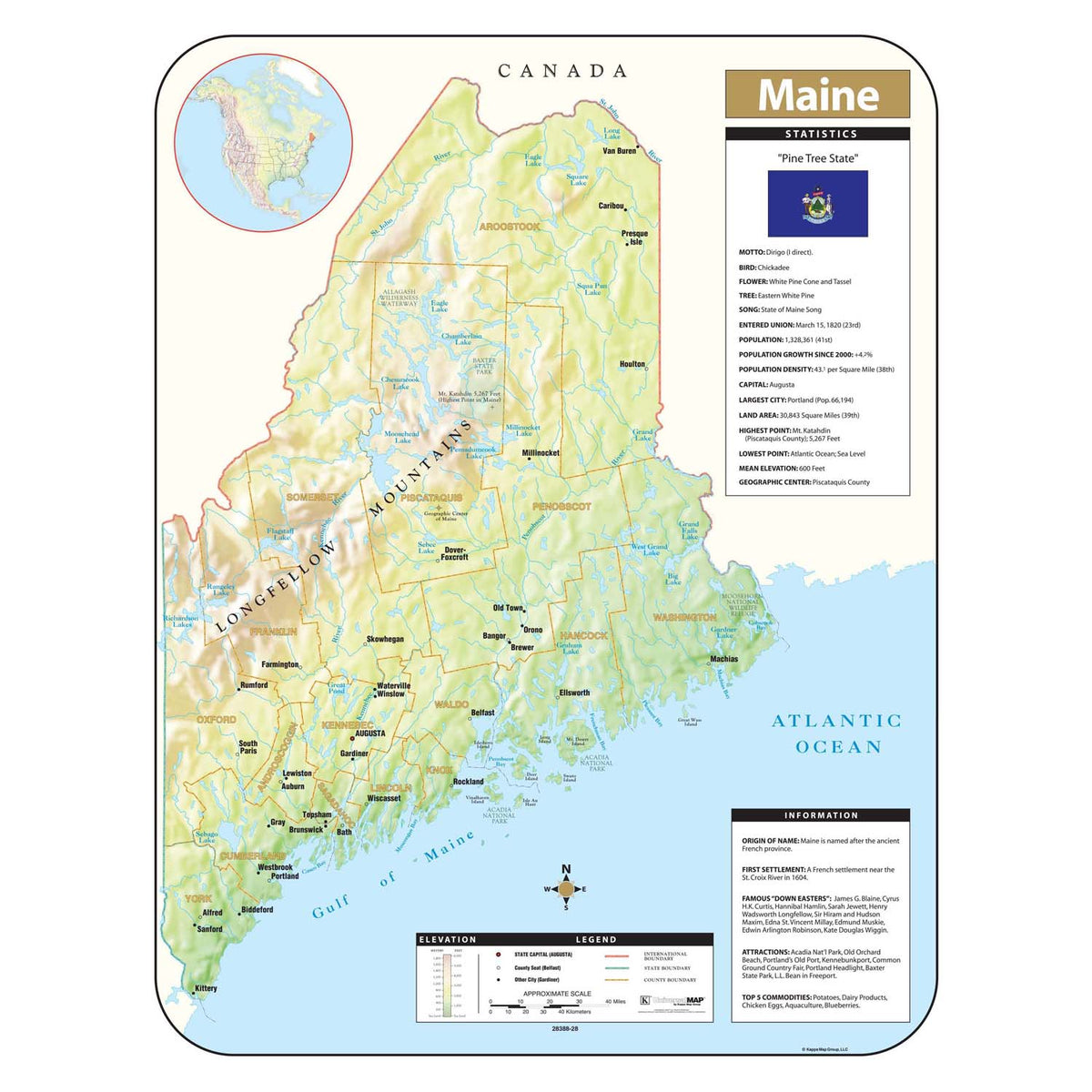 Maine State Wall Maps | Office & Classroom | Ultimate Globes