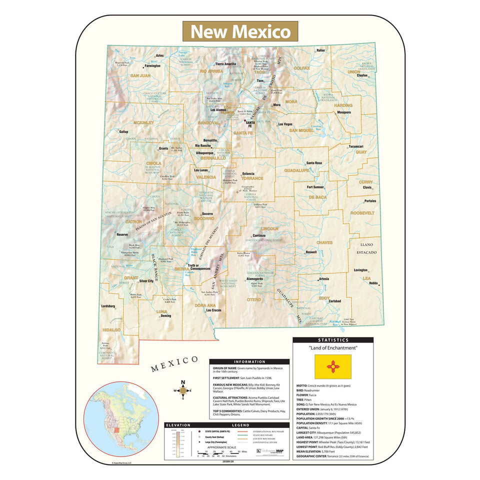 New Mexico State Wall Maps | Office & Classroom | Ultimate Globes