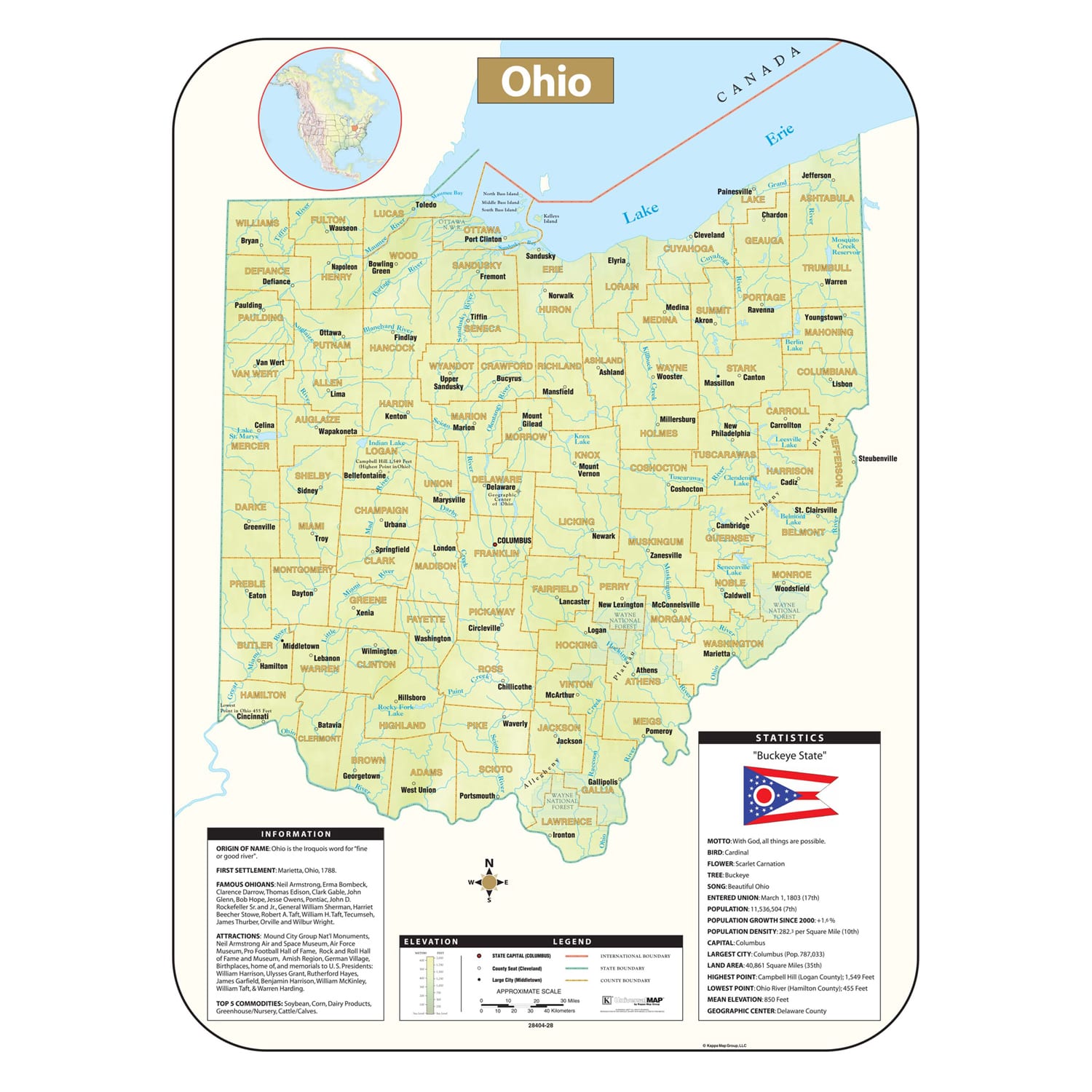 Ohio State Wall Maps | Office & Classroom | Ultimate Globes