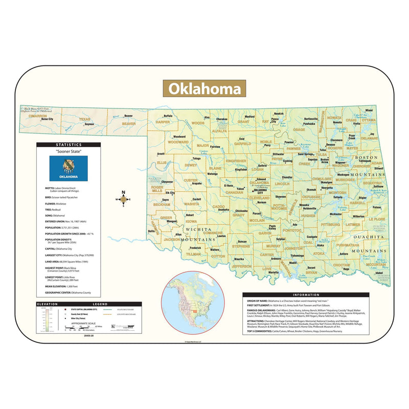 Oklahoma State Wall Maps | Office & Classroom | Ultimate Globes