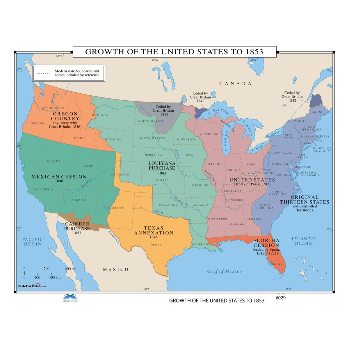Growth of The United States in 1853 Map » Shop US & World History Maps ...