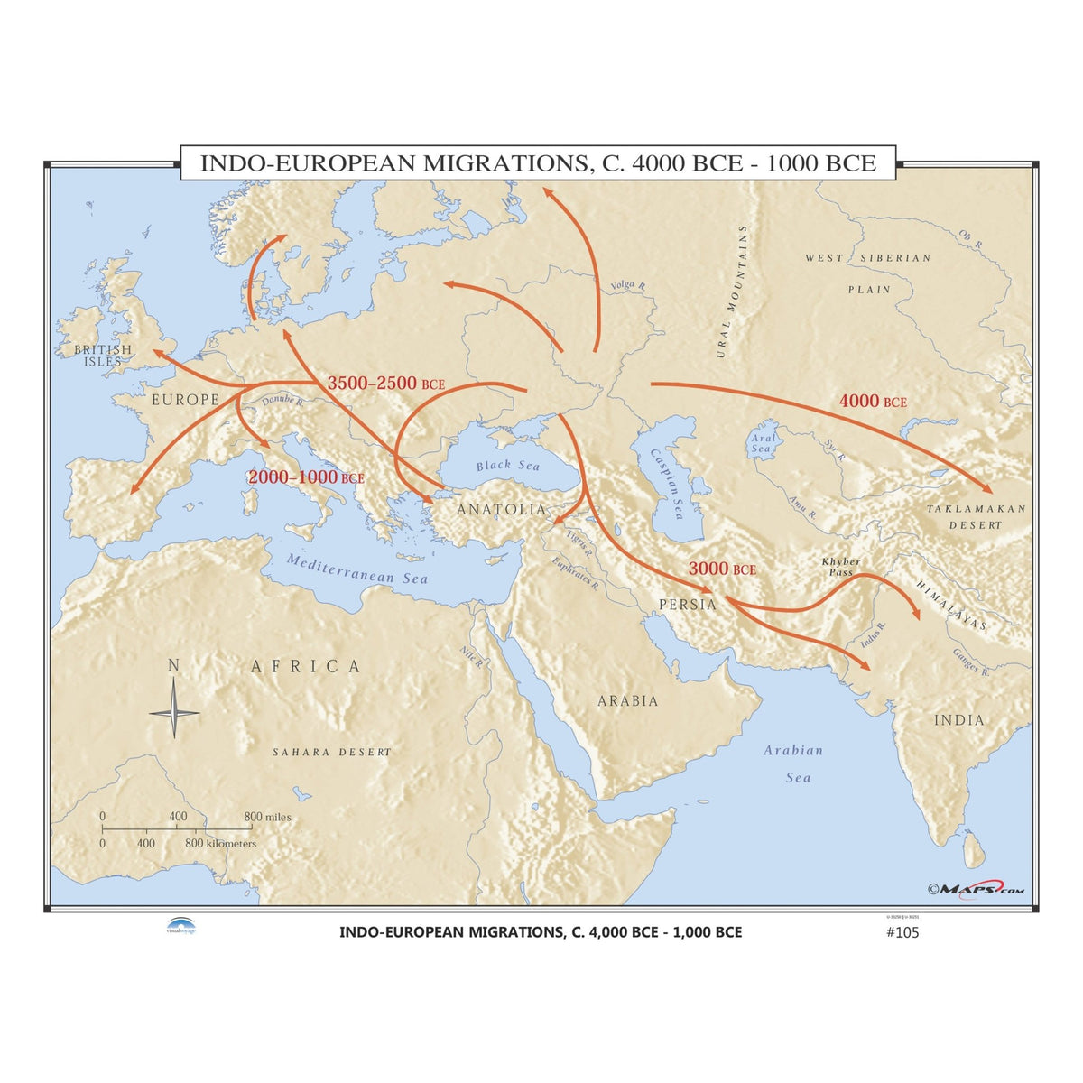 Indo-European Migrations 4000 - 1000bce Map » Shop U.S. & World ...