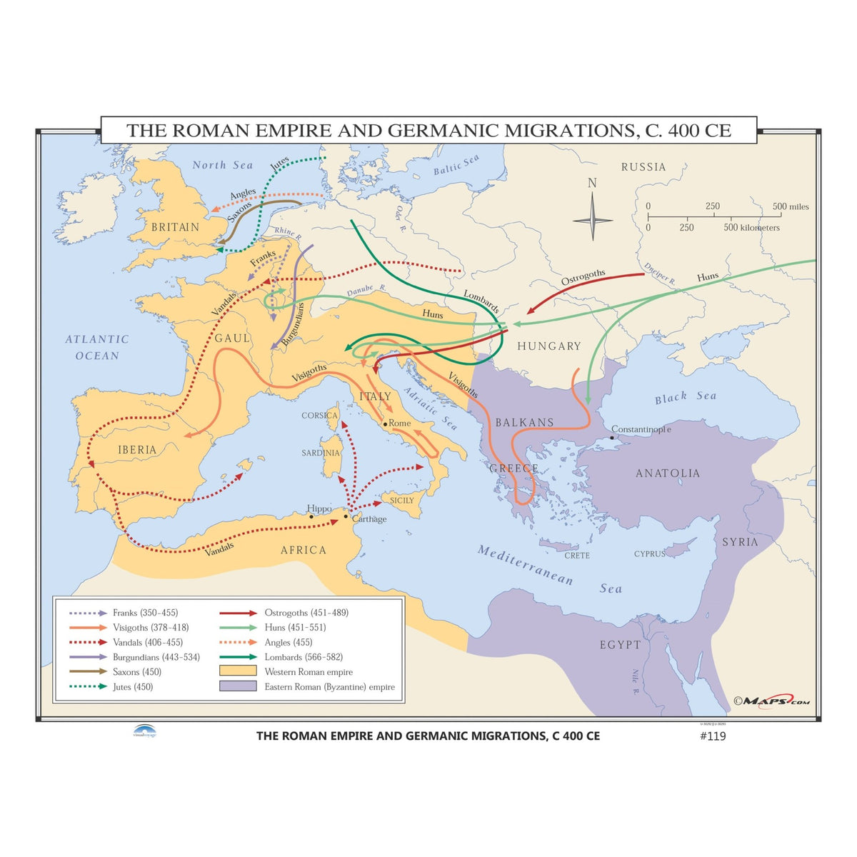Roman Empire & Germanic Migrations 400ce Map » Shop U.S. & World ...