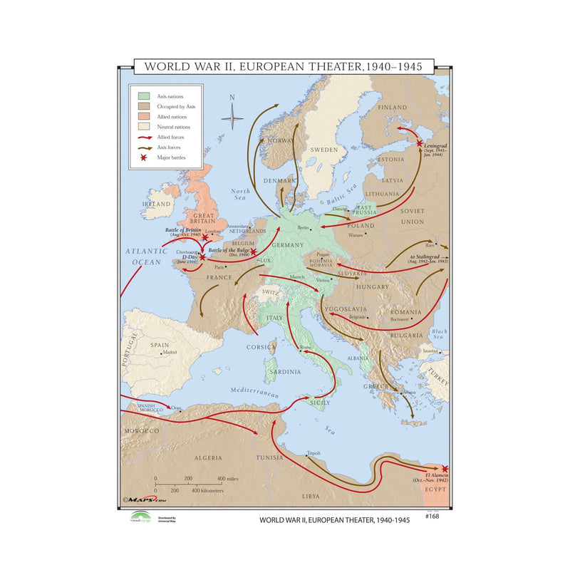 World War II European Theatre 1941 - 1945 Map » Shop U.S. & World ...