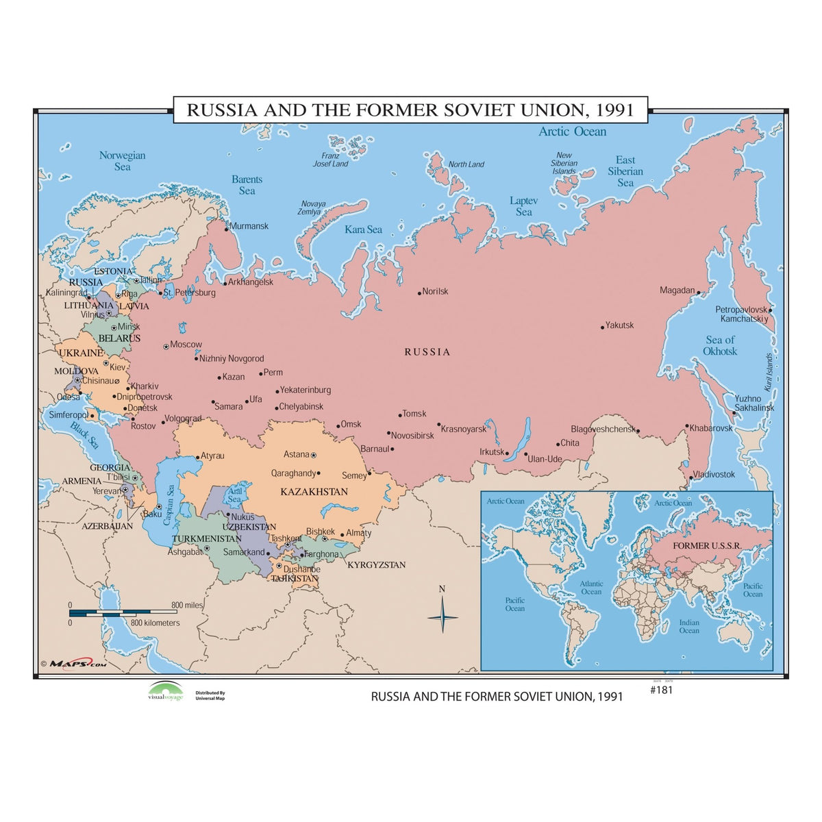 Russia & Former Soviet Union 1991 Map » Shop U.S. & World History Maps ...