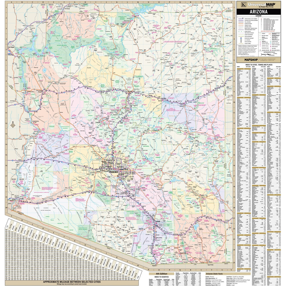 Arizona State Wall Maps | Office & Classroom | Ultimate Globes