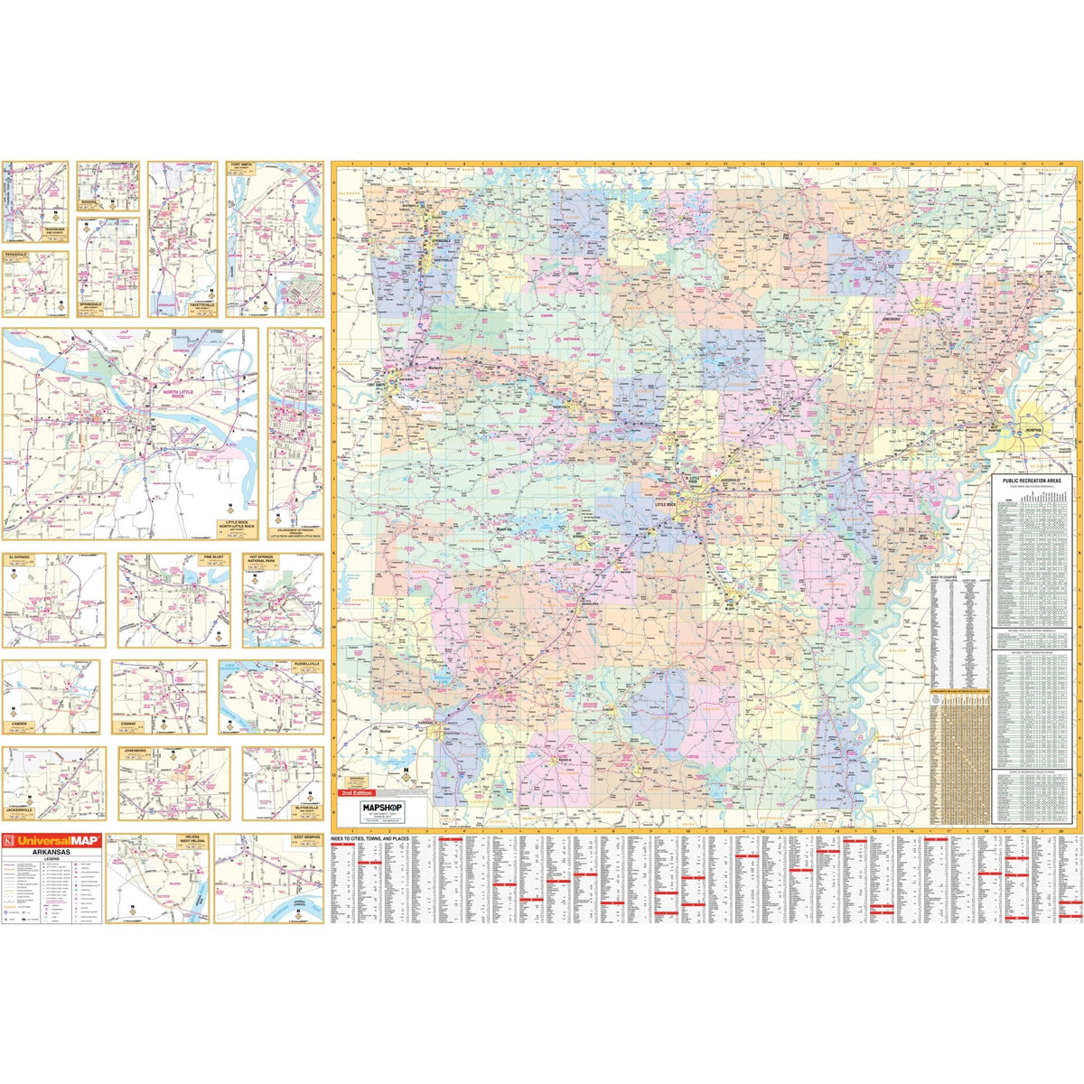 Arkansas State Wall Maps | Office & Classroom | Ultimate Globes