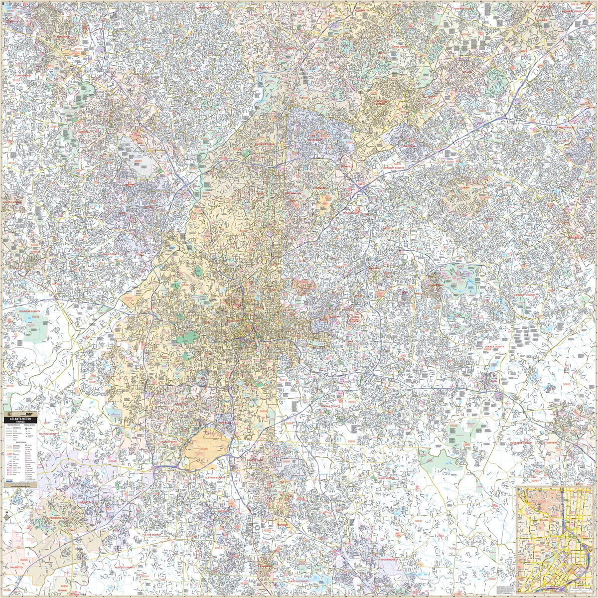 Mapa mural del metro de Atlanta GA » Comprar mapas de la ciudad y el ...
