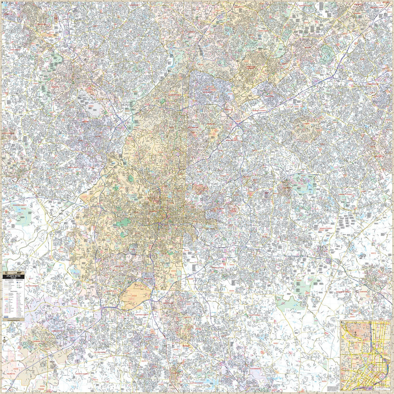 Atlanta GA Metro Wall Map » Shop City & County Maps – Ultimate Globes