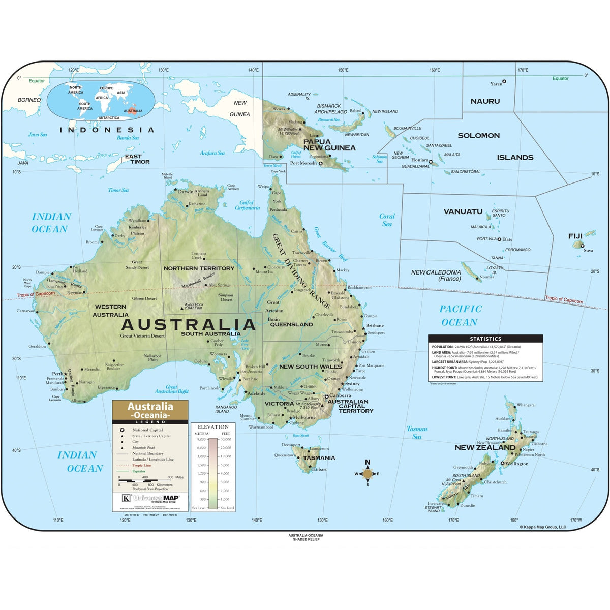 Australia Shaded Relief Map » Shop Classroom Maps – Ultimate Globes