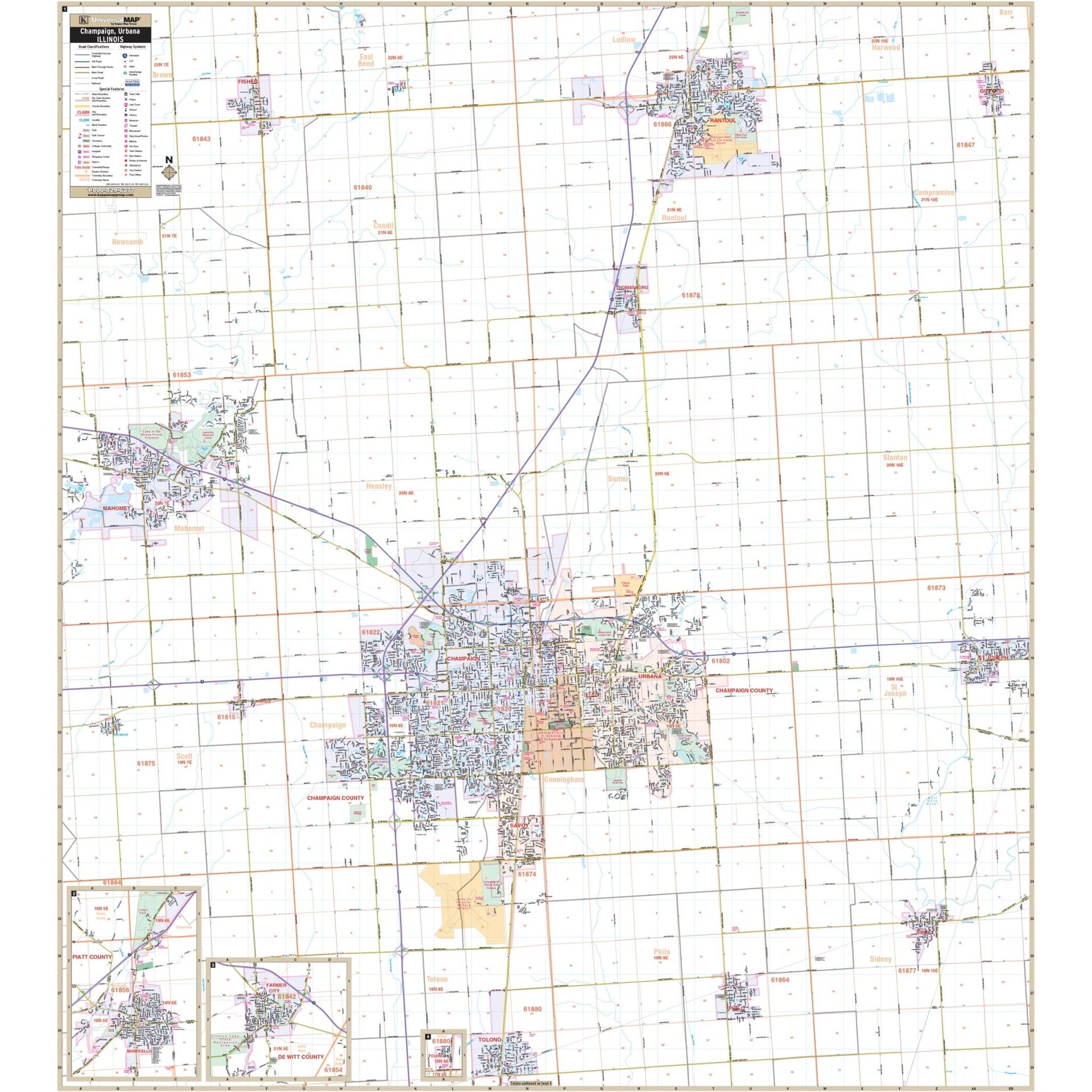 Map Of Champaign Il And Surrounding Area Bloomington / Champaign
