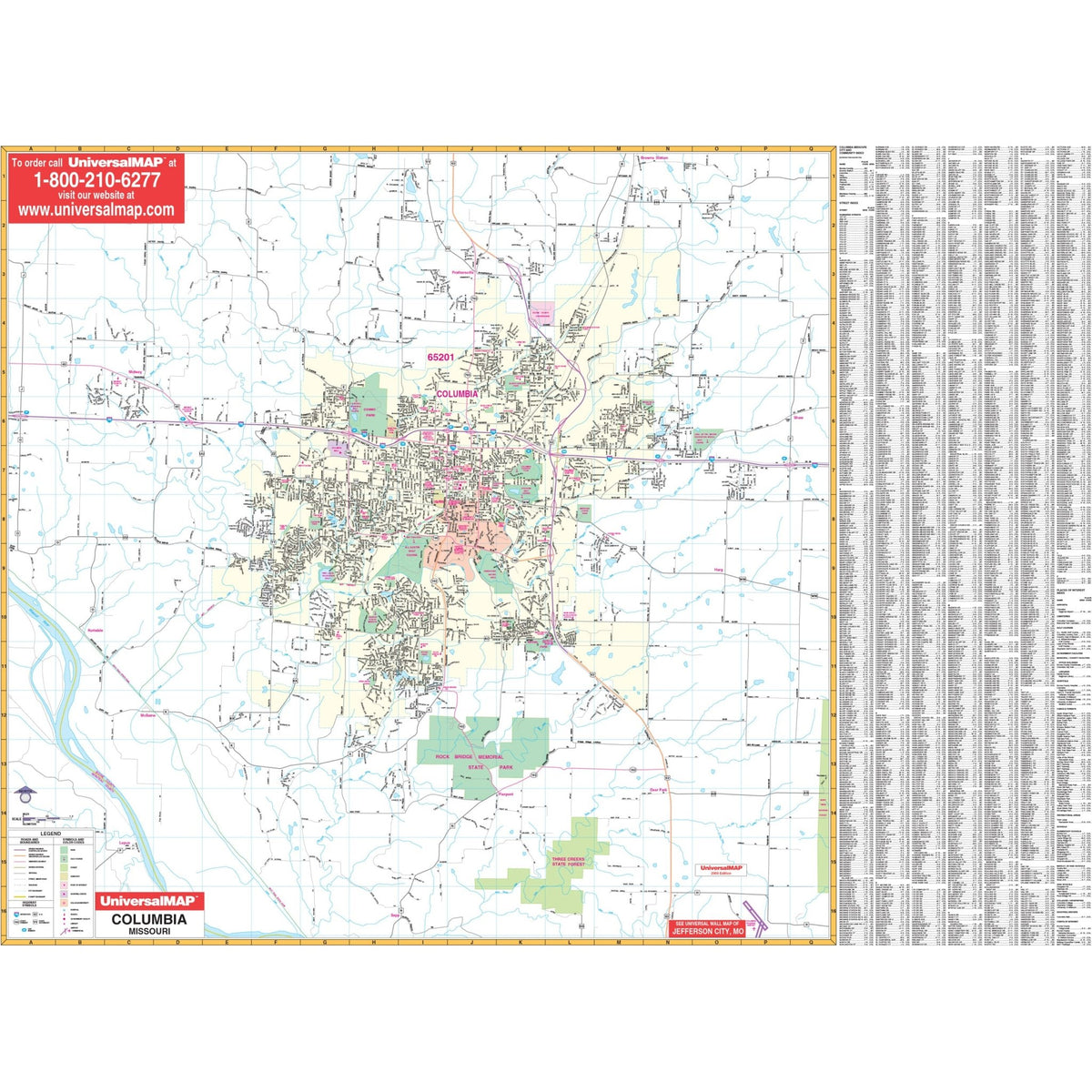 Columbia MO Wall Map » Shop City & County Maps – Ultimate Globes