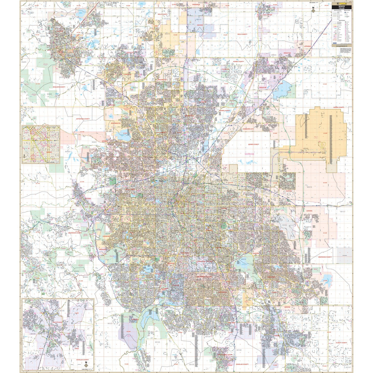 Denver Co Metro Area Wall Map » Shop City & County Maps – Ultimate Globes