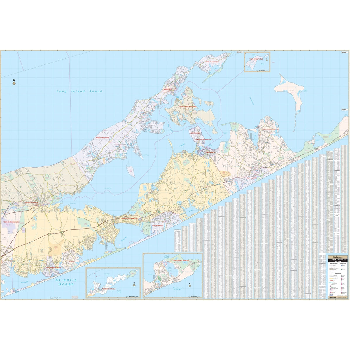 Suffolk County NY Eastern Wall Map » Shop City & County Maps – Ultimate ...