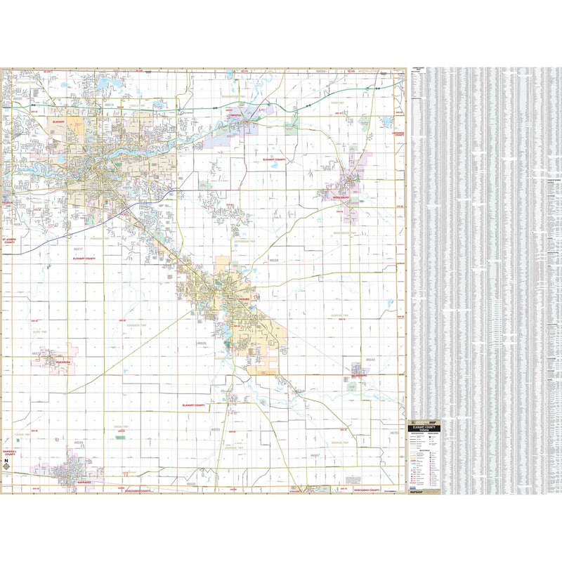 Elkhart County IN Wall Map » Shop City & County Maps – Ultimate Globes