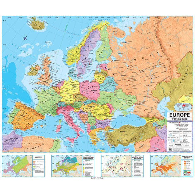 Europe Advanced Political Wall Map » Shop Classroom Maps – Ultimate Globes