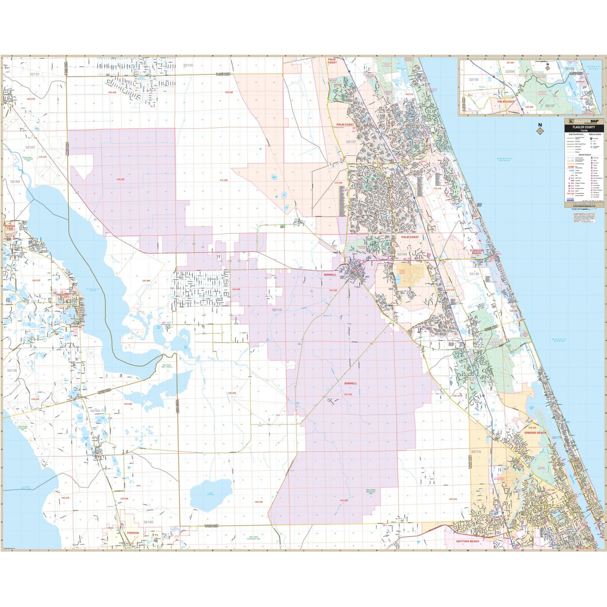 Flagler FL Wall Map » Shop City & County Maps – Ultimate Globes