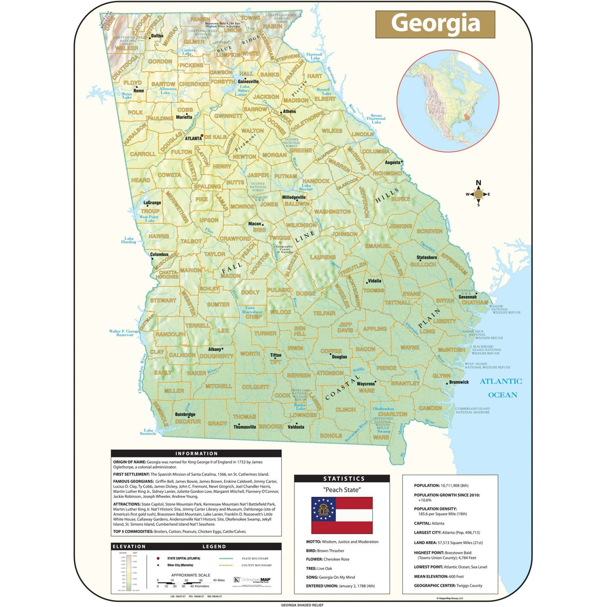 Georgia Shaded Relief Map » Shop Classroom Maps – Ultimate Globes