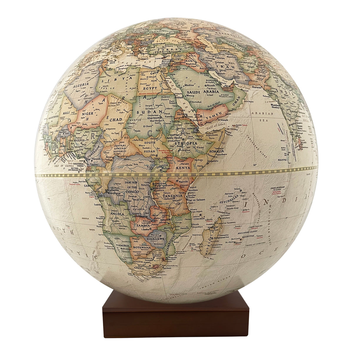 Goodall Antique White Globe - 12" Raised Relief Globe with Wood Stand ...