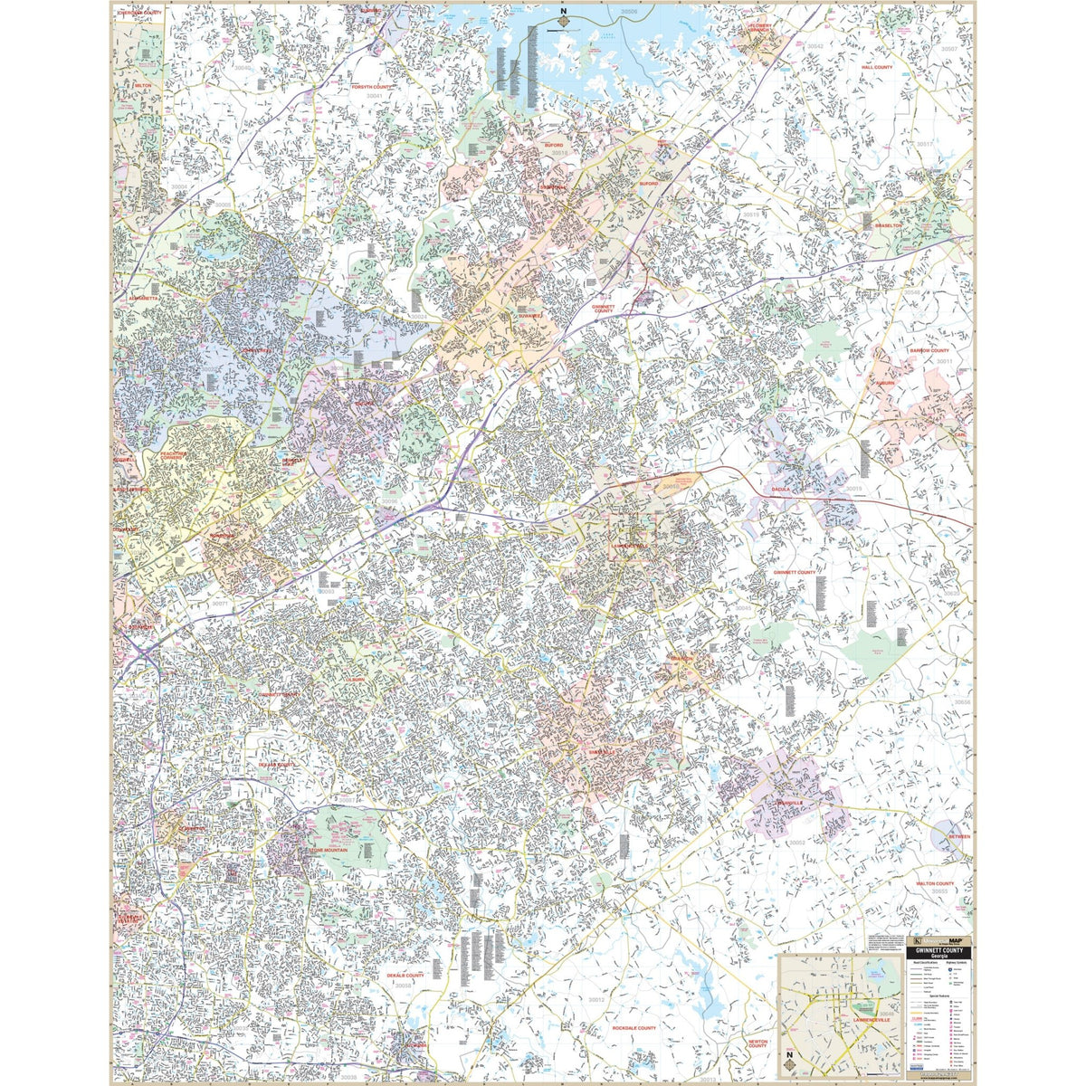 Gwinnett County GA Wall Map » Shop City & County Maps – Ultimate Globes