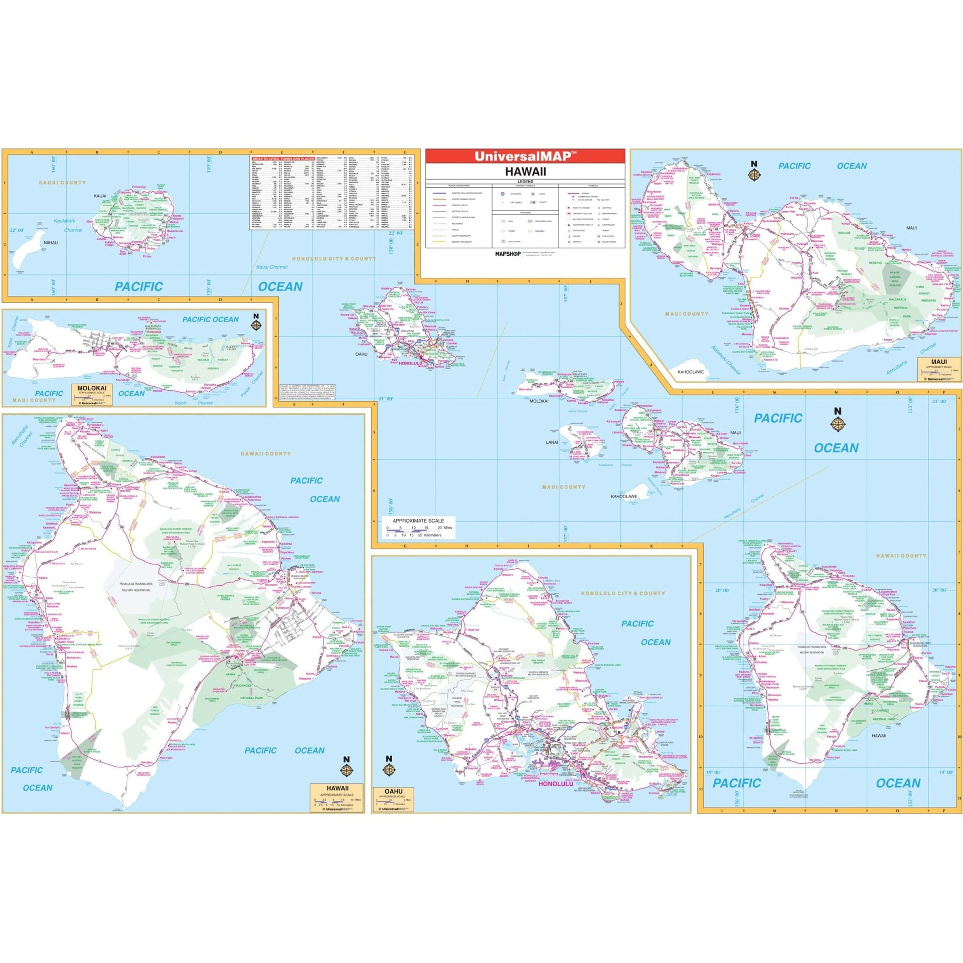 Esquema Del Mapa Del Estado De Hawái