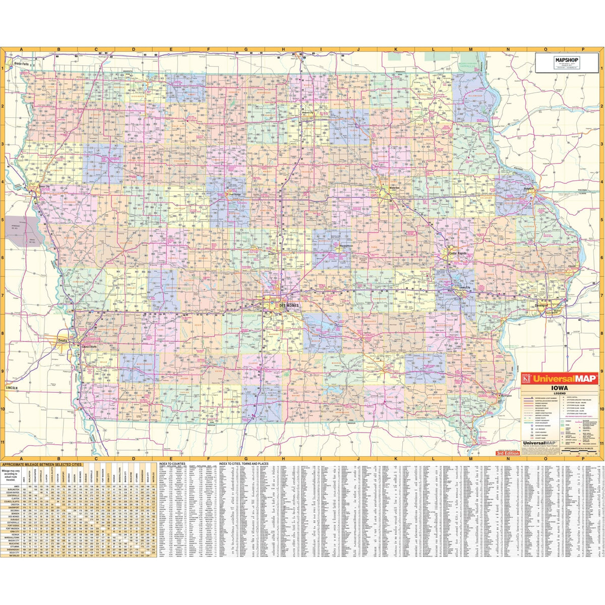 Iowa State Wall Map » Shop State Wall Maps – Ultimate Globes