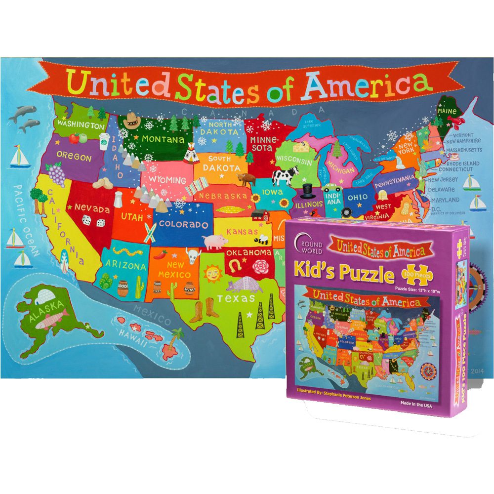 Kids Puzzle of the USA - 100 Pieces | Fun & Educational US Map Puzzle ...