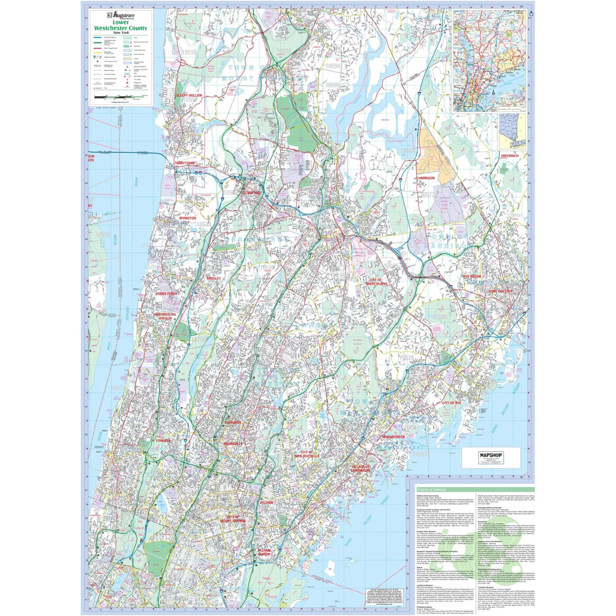 Westchester County NY Lower Wall Map » Shop City & County Maps ...