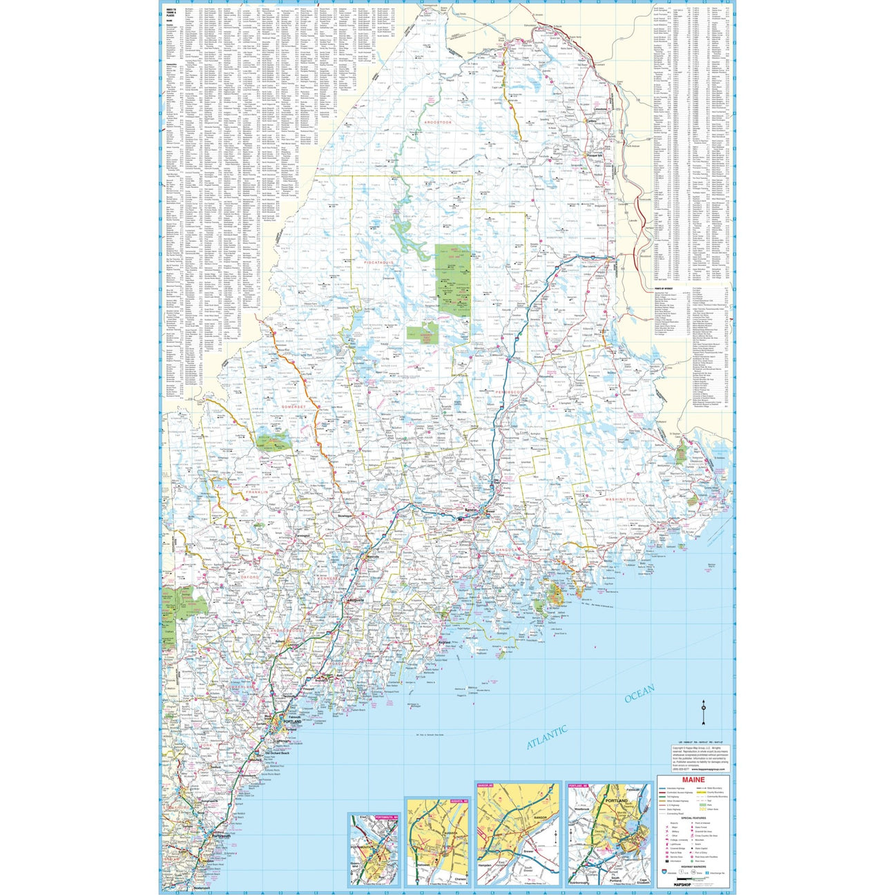 Mapas del muro del estado de Maine | Oficina y aula | Globos ...