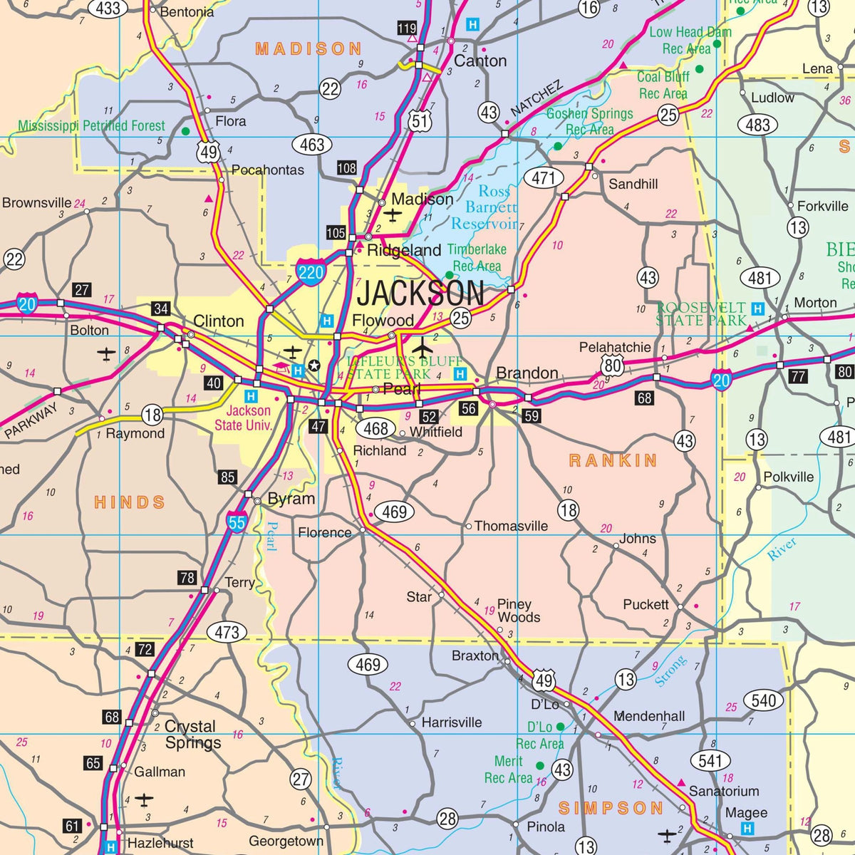 Mississippi State Wall Maps | Office & Classroom | Ultimate Globes