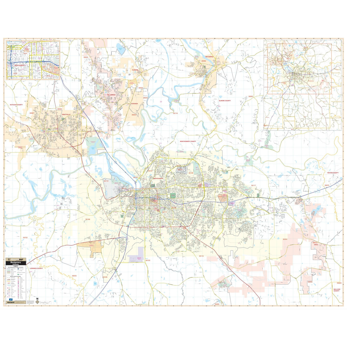Montgomery AL Wall Map » Shop City & County Maps – Ultimate Globes