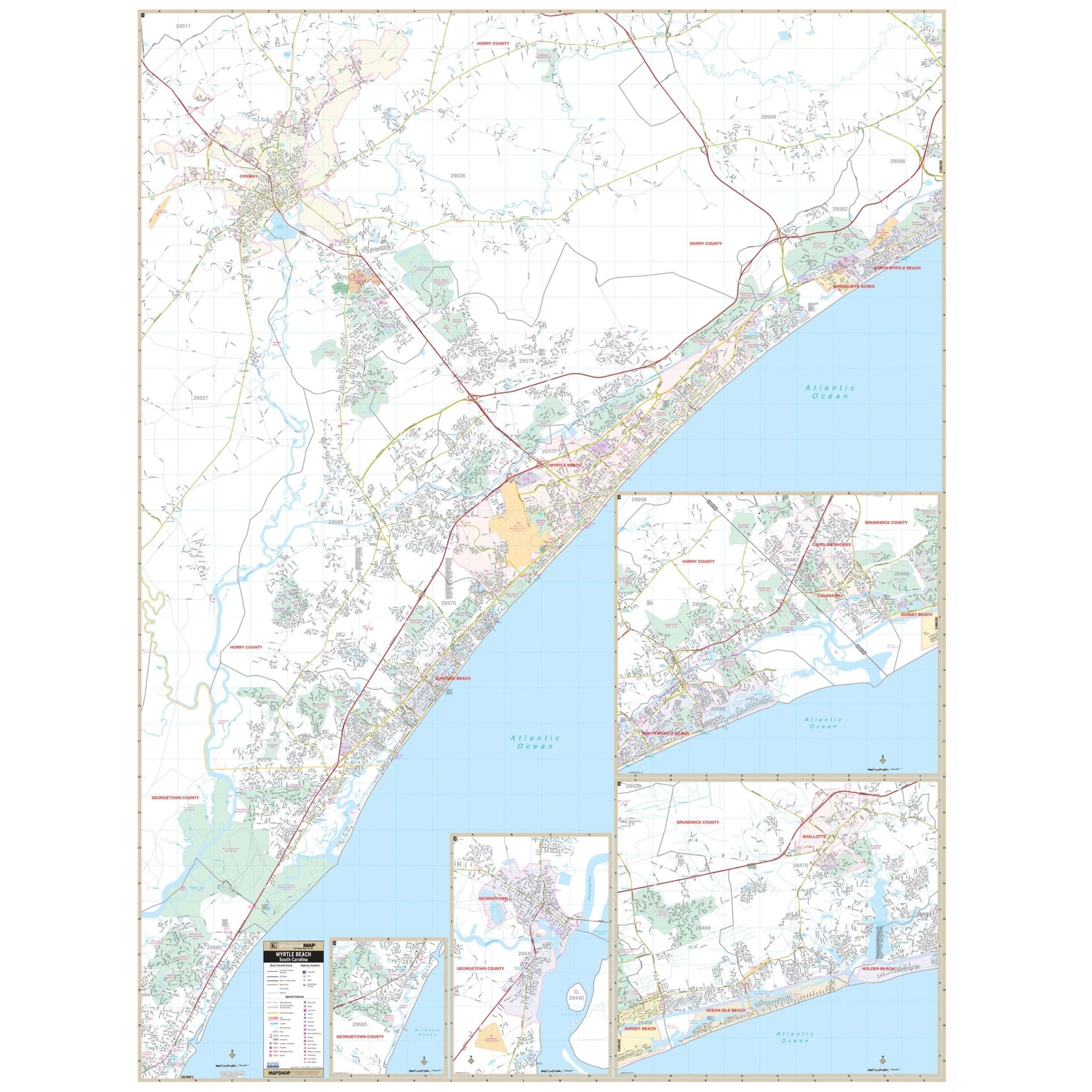 County Map Of Myrtle Beach Florence Myrtle Beach, SC DMR Wall Maps