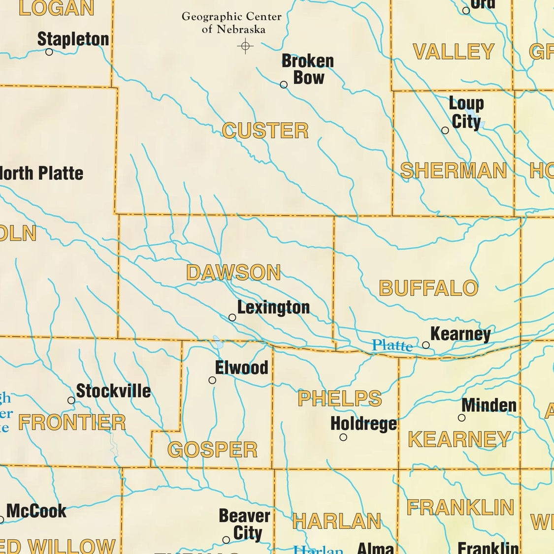 Nebraska Shaded Relief Map » Shop Classroom Maps – Ultimate Globes