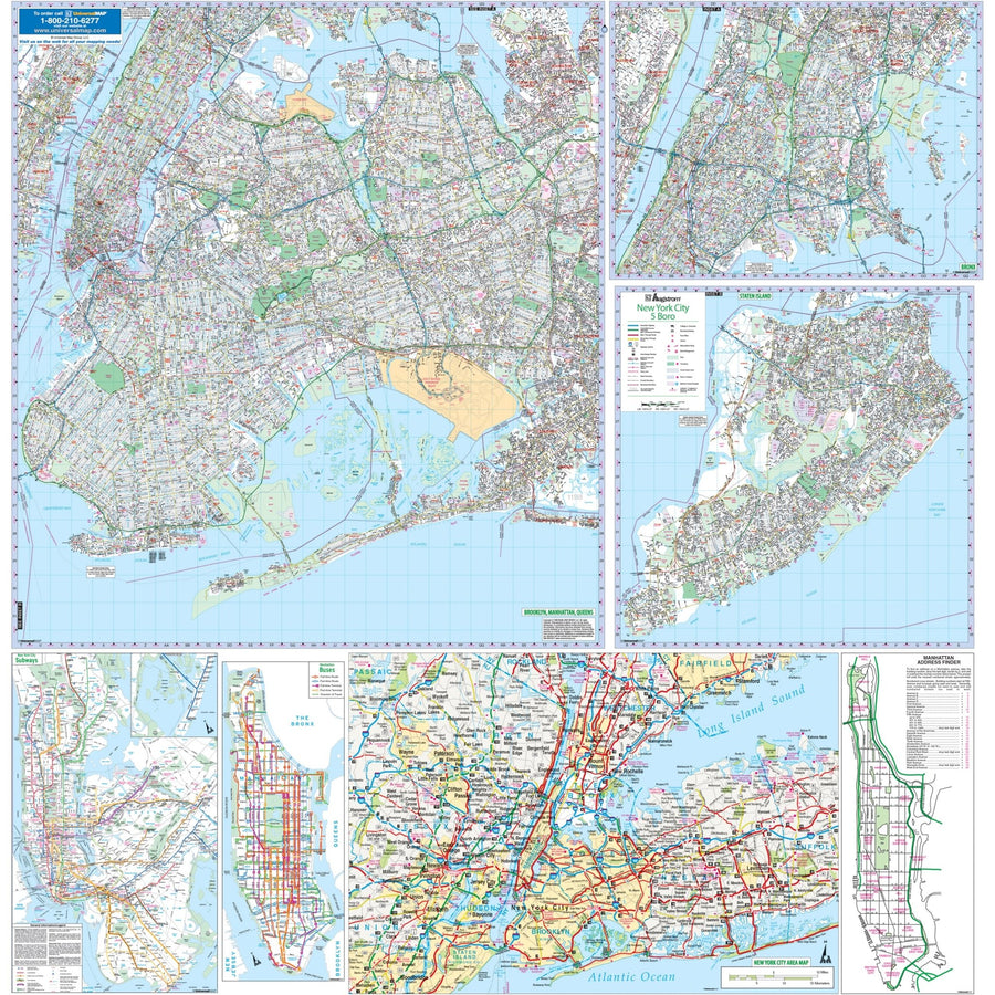 New York City NY 5 Boroughs Wall Map » Shop City & County Maps ...