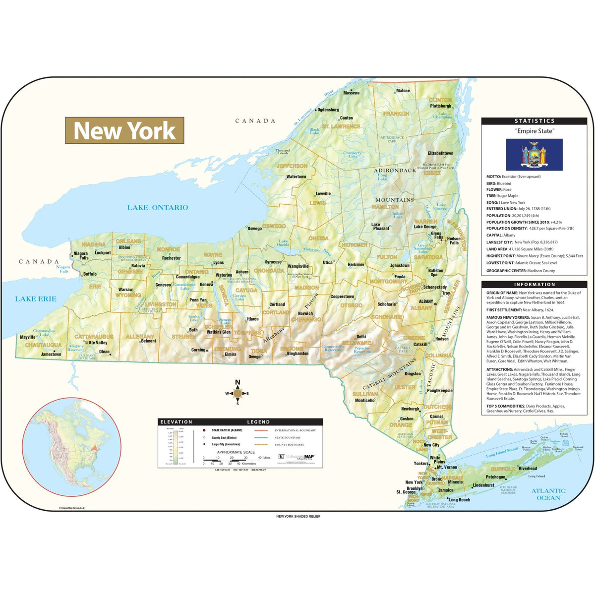 New York Shaded Relief Map » Shop Classroom Maps – Ultimate Globes