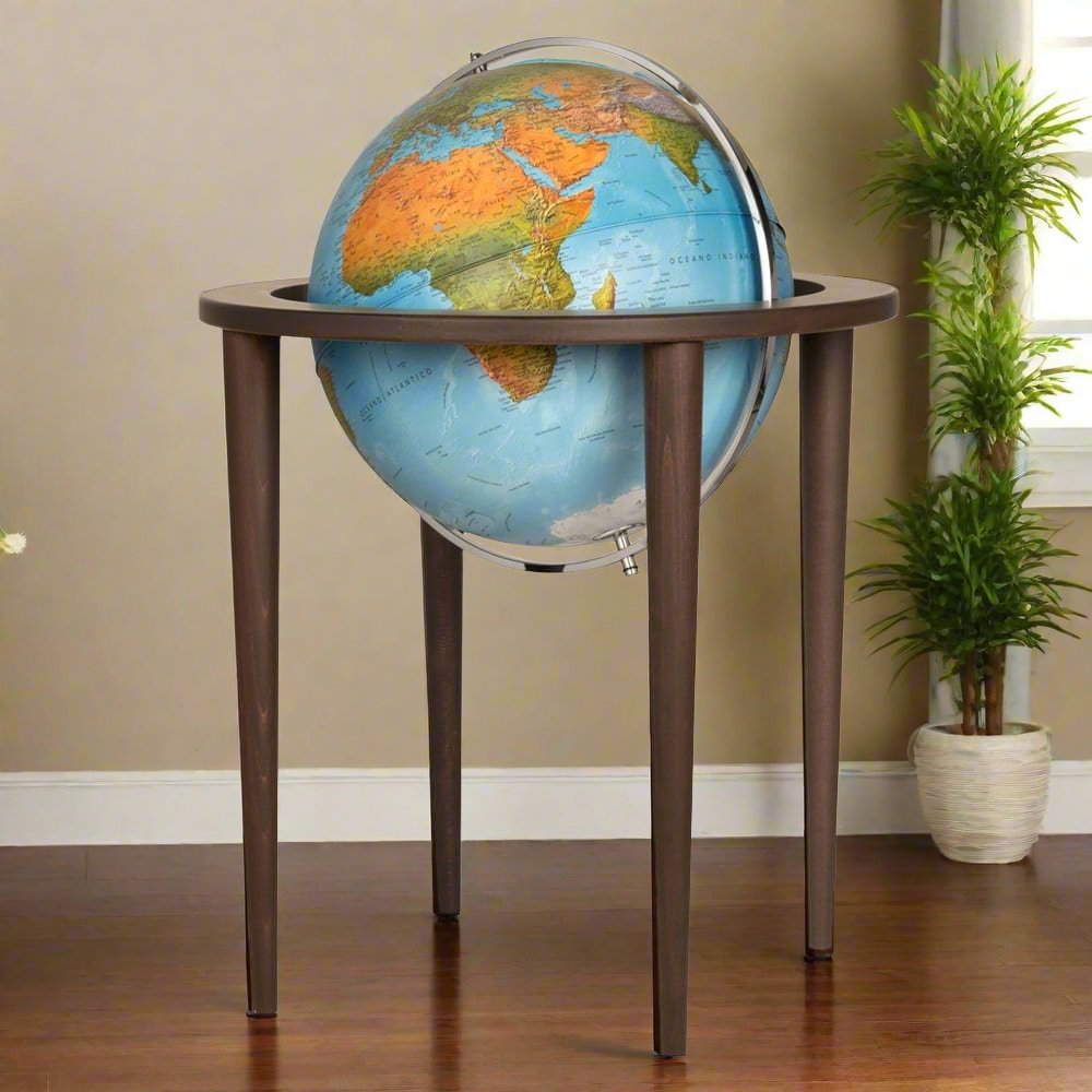 Normandy Globe – 16-Inch Floor Standing Globe | Antique & Blue Ocean ...