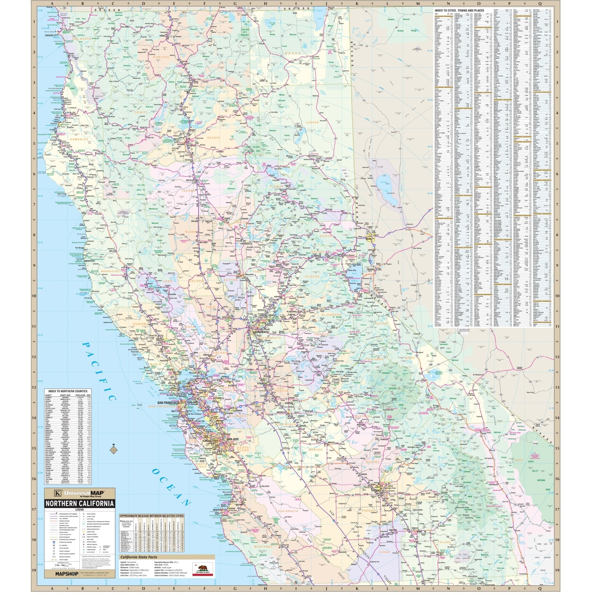 Northern California Counties Map Map Of The World
