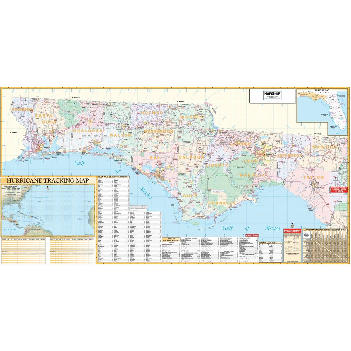 Florida State Northwest Regional Wall Map » Shop State Wall Maps ...
